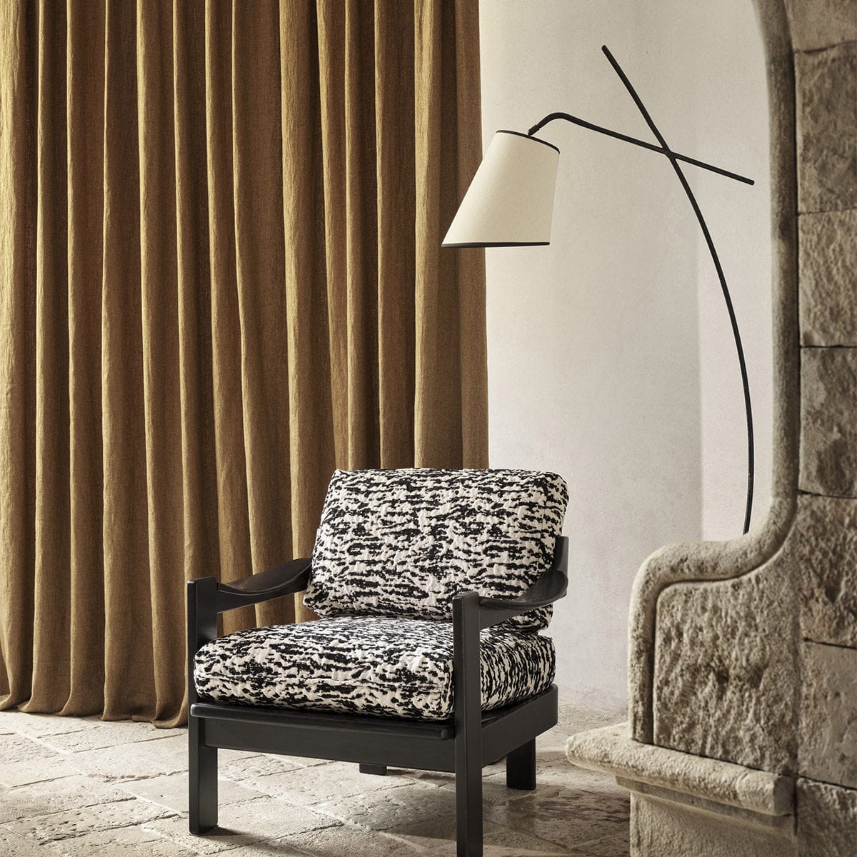 Tissu pour rideaux - CASANDRA - LIZZO - uni / en lin / polyacrylique