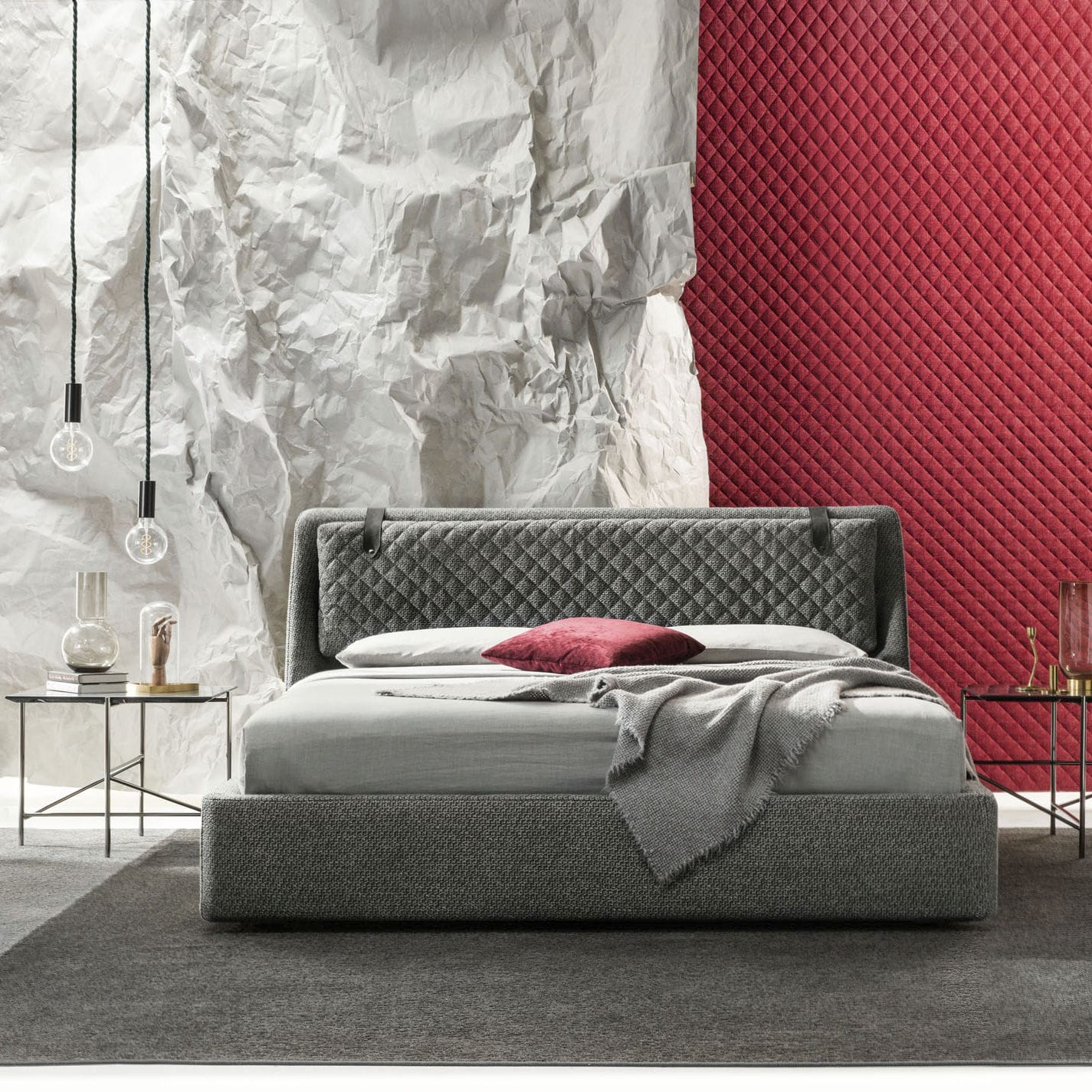 Lit double - CHELSEA BOX - BERTO - design original / tapissé / avec ...