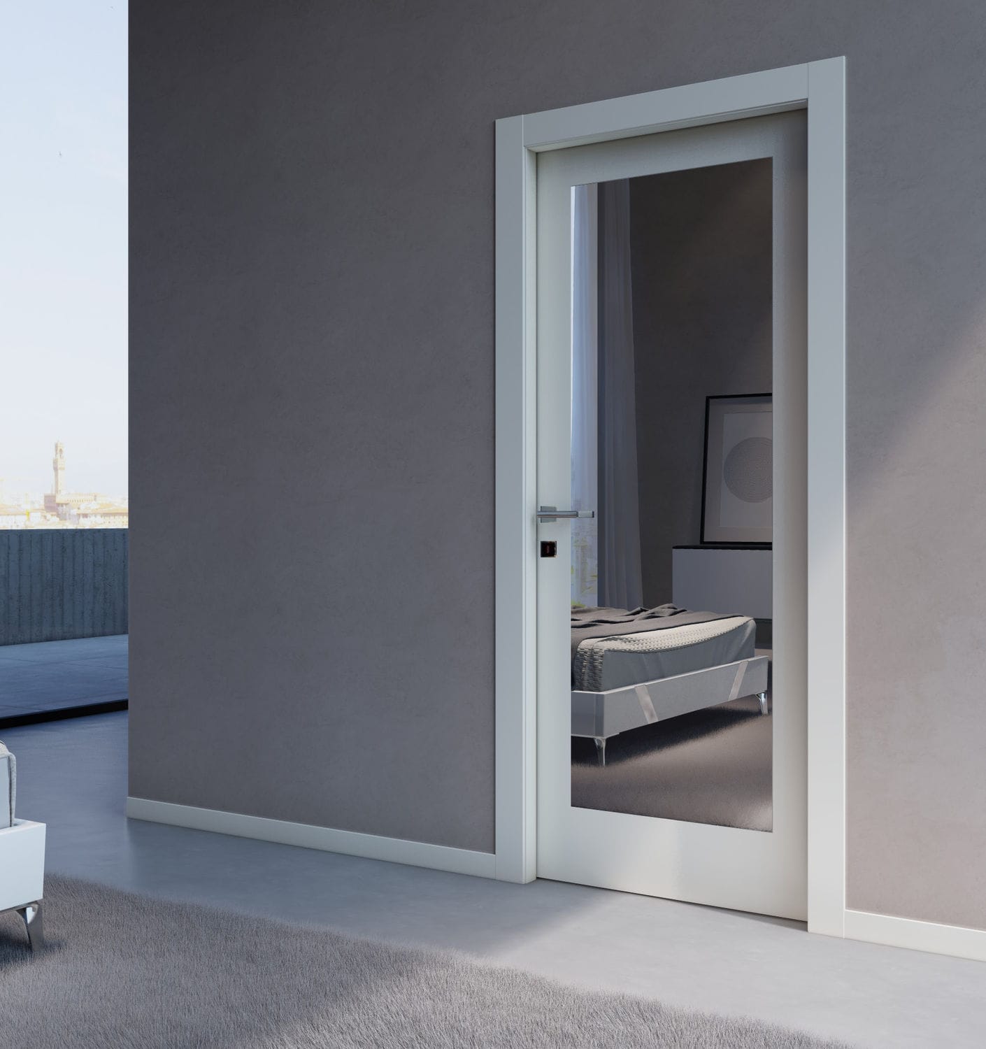 Porte avec miroir - Otcdoors - d'intérieur / en bois / battante