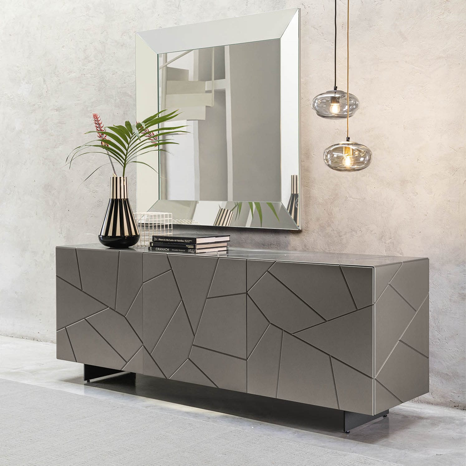 Buffet contemporain - SEGNO - Riflessi - en bois laqué / à portes ...