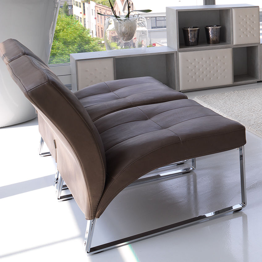 Chauffeuse contemporaine - SEVENTIES - cierre - en cuir / marron / luge