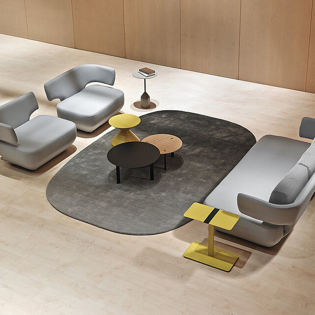 Tapis contemporain - BALANCE - Ruckstuhl AG - uni / en laine / ovale