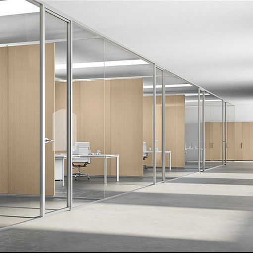 Cloison fixe - HABITAT 50 - Della Rovere - vitrée / en métal / de bureau