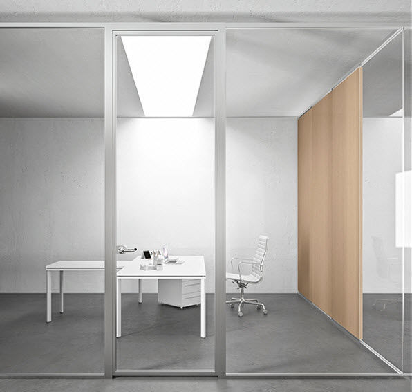 Cloison fixe / en métal / en verre / de bureau - HABITAT 50 - Della Rovere