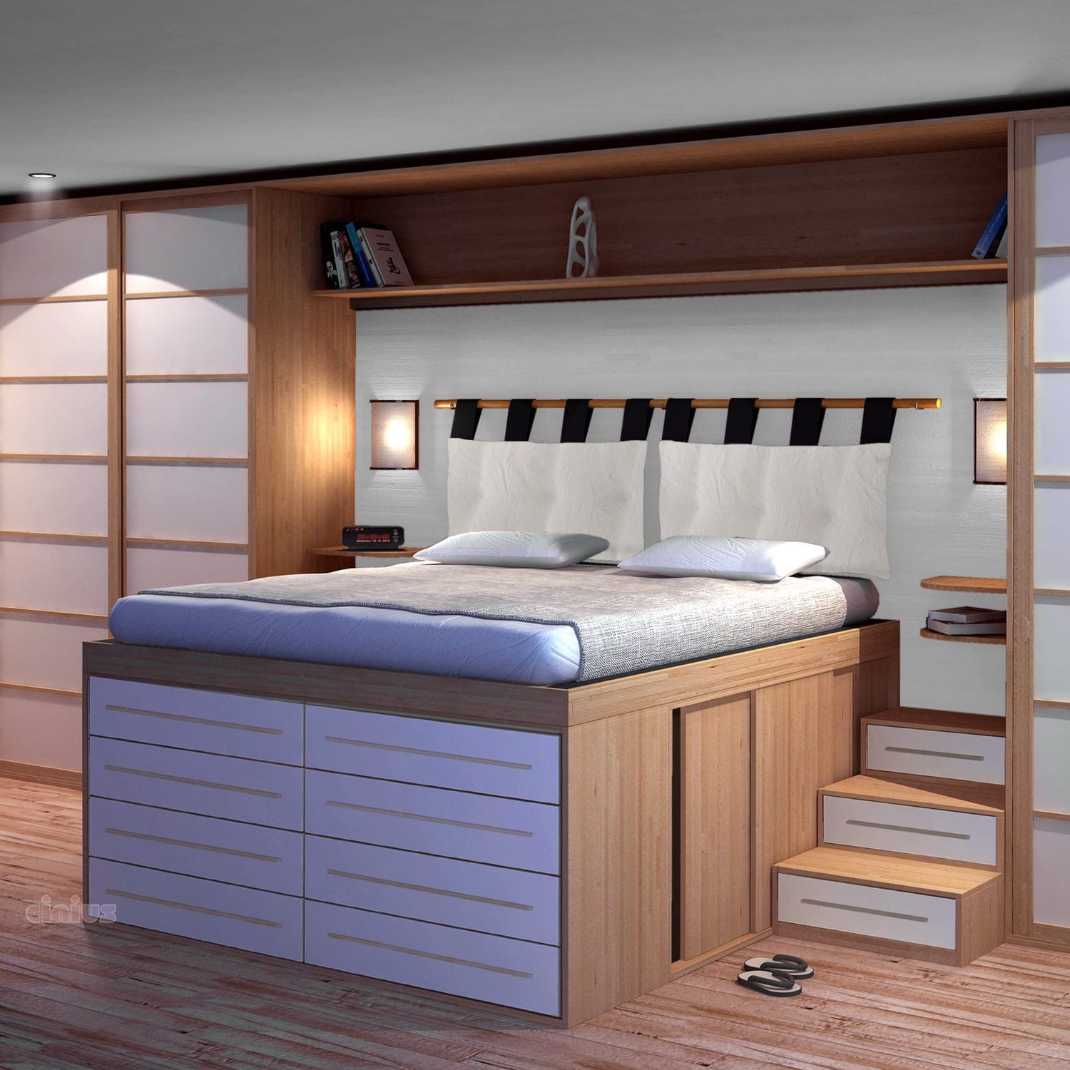 Lit double - TORINO 1 - Cinius - simple / contemporain / avec base de ...