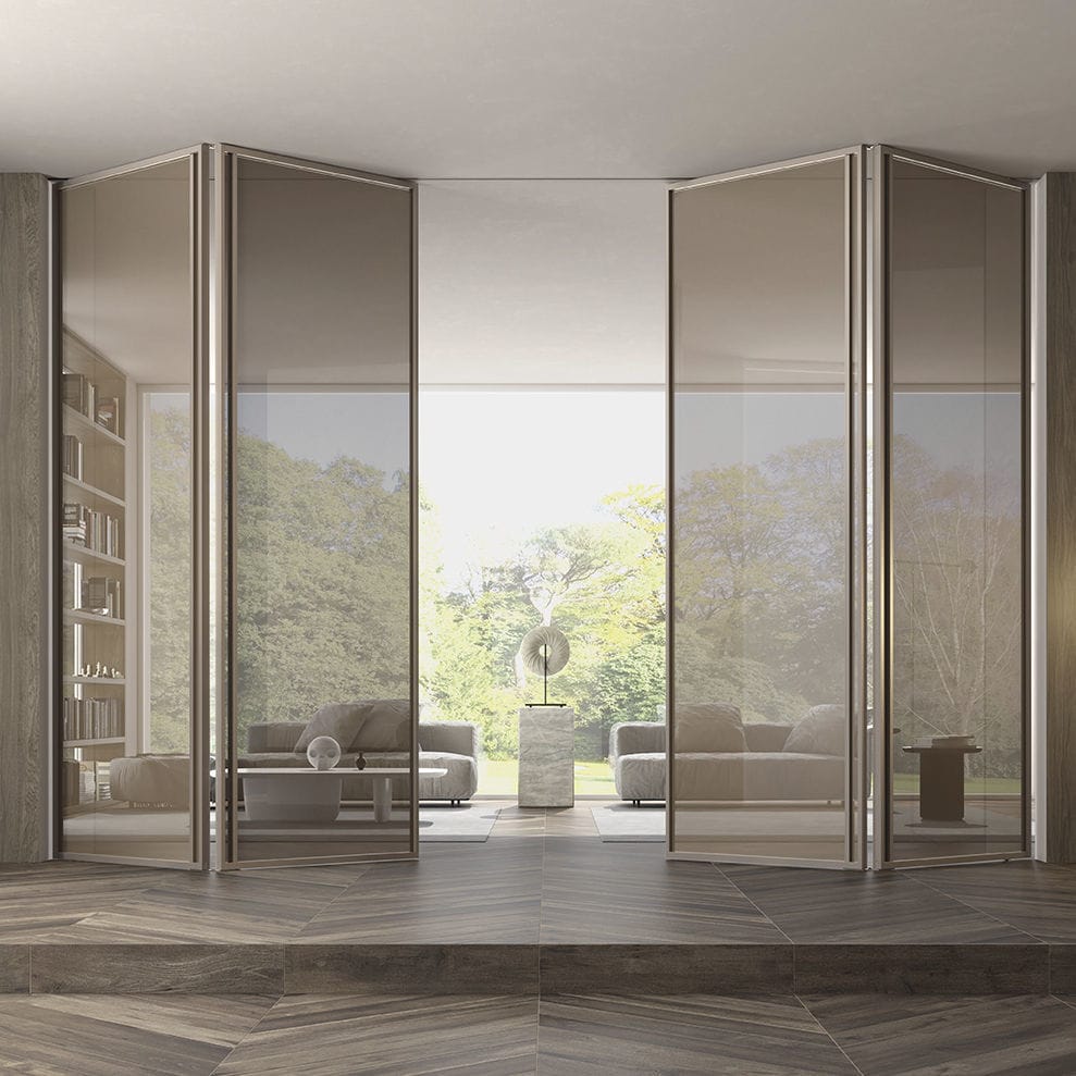 Porte d'intérieur - TITANIO TAP - BARAUSSE - en aluminium / en verre ...