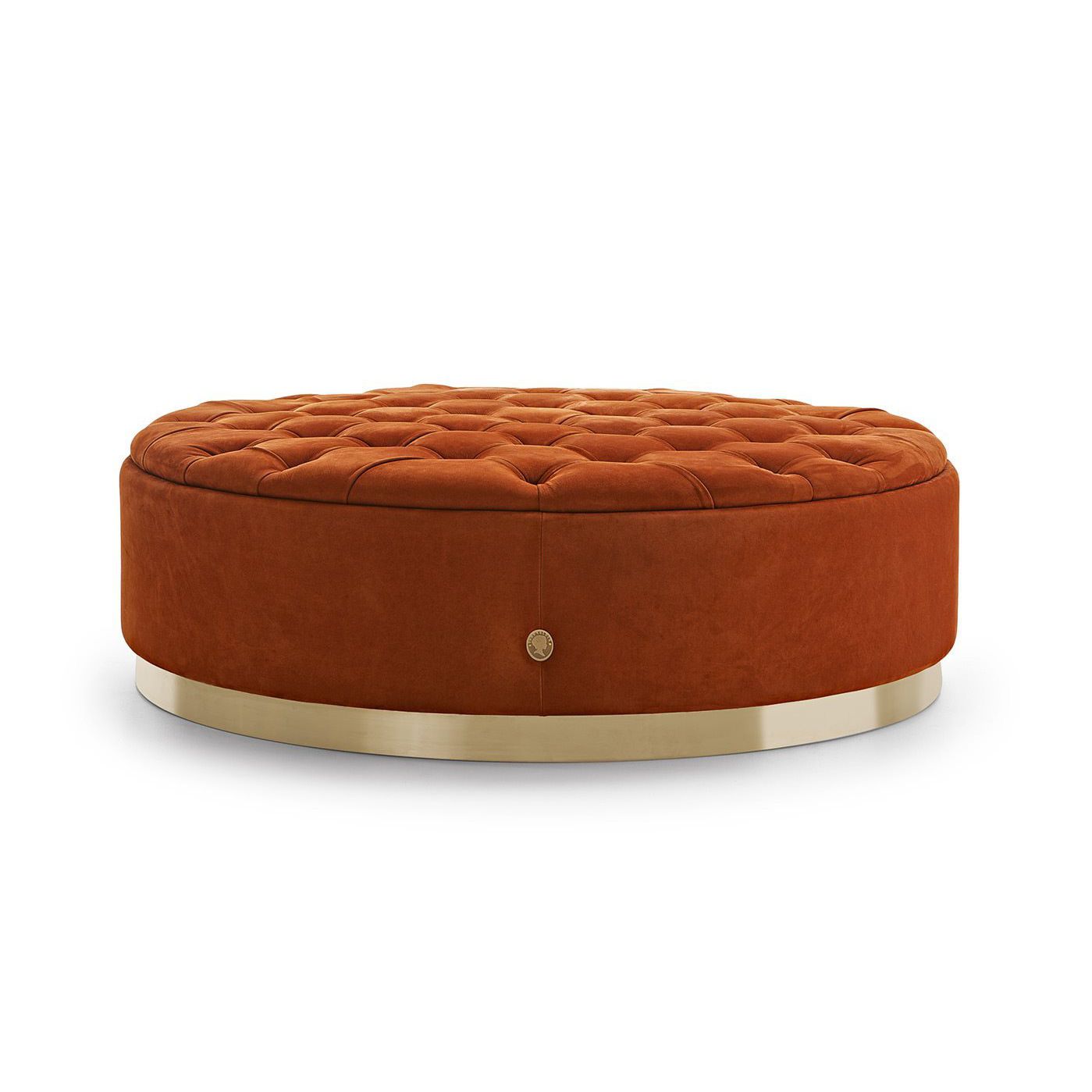 Pouf contemporain - TRACY - Alberta - en tissu / en cuir / rond