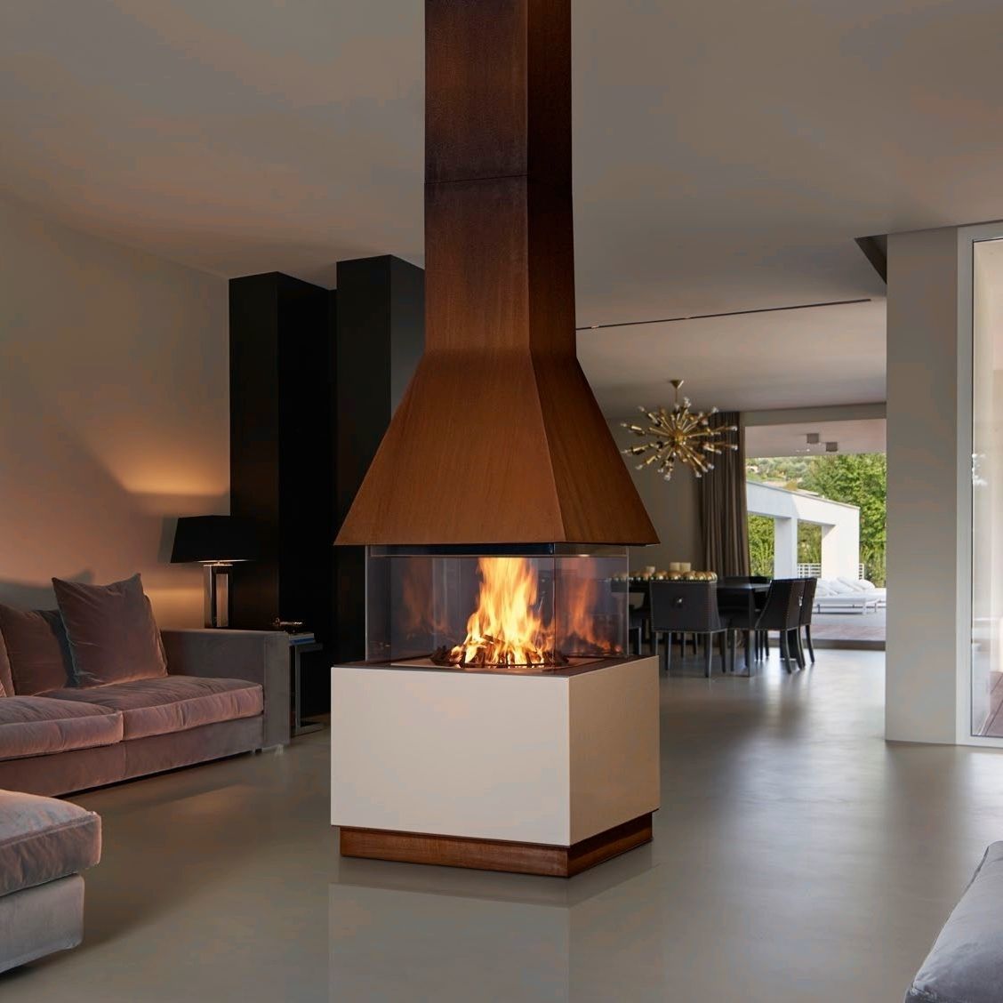 Cheminée à bois - KELSO - Piazzetta - en îlot / contemporaine / à foyer ...