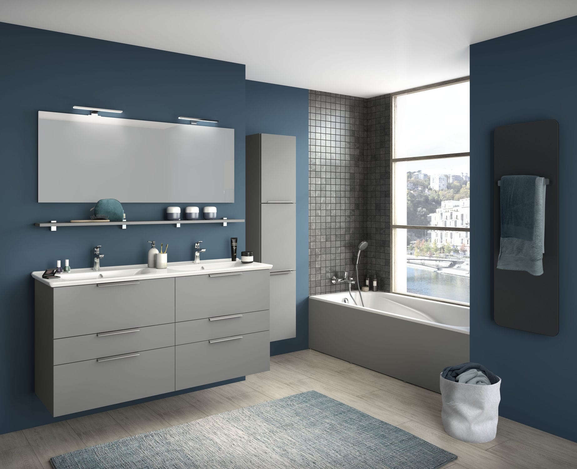 Salle de bain contemporaine - GRAPHIC Mélodie galet mat - Delpha - en ...