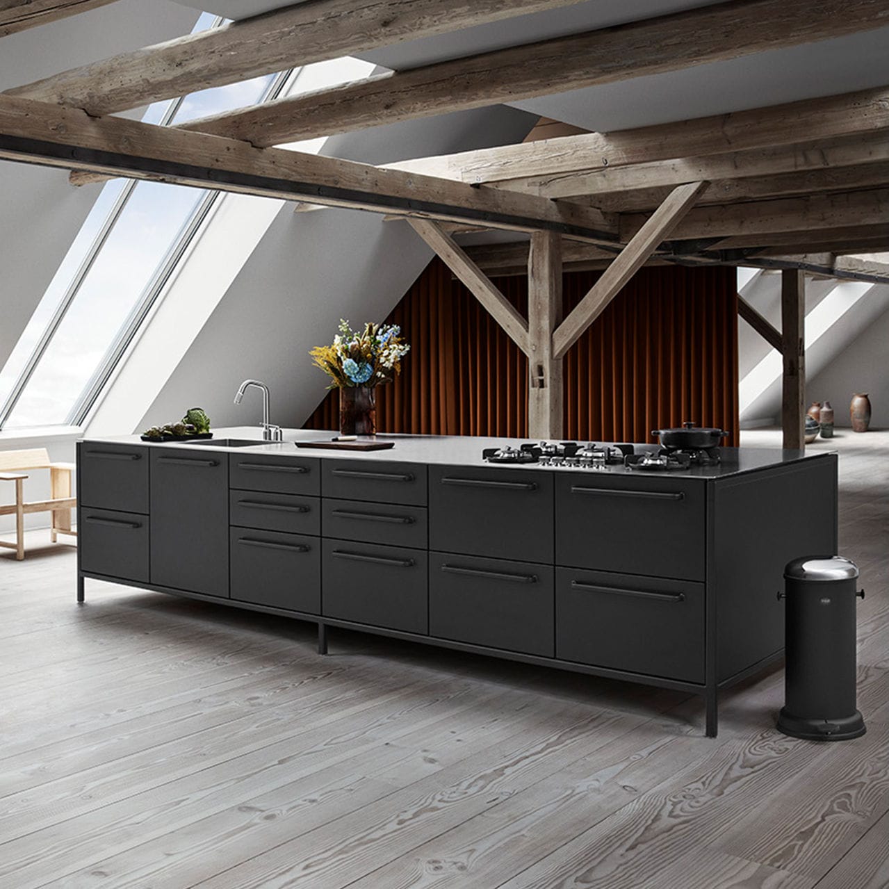 Cuisine contemporaine - MODULE - VIPP - en inox / avec îlot / modulaire