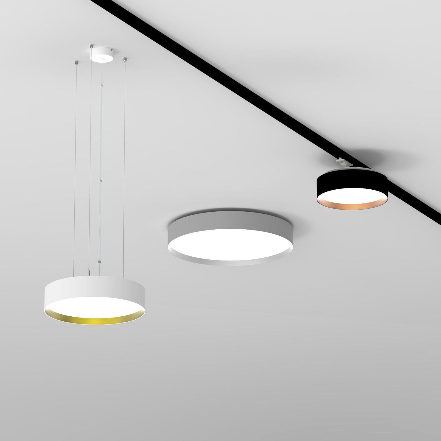 Luminaire apparent - odelia surface gold/black sat. 330mm - planlicht ...