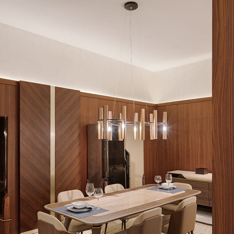 Lustre contemporain - Reeds - TURRI - en verre dépoli / en aluminium ...