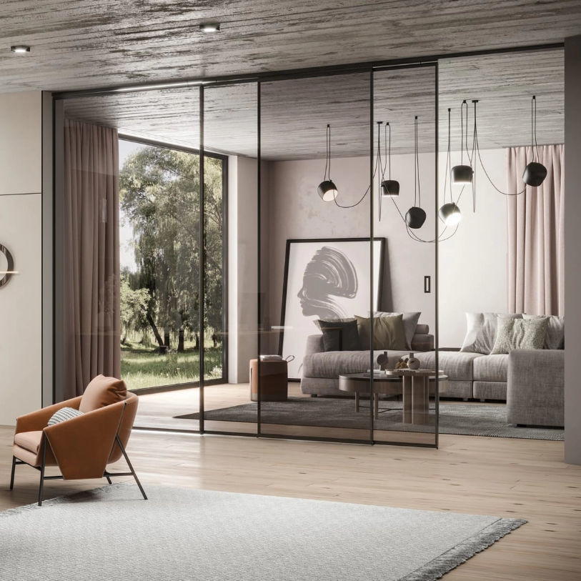 Cloison pliante - S30 - ESTFELLER - coulissante / en aluminium / vitrée