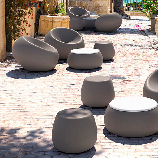 Tabouret contemporain - boom low - PLUSt COLLECTION - en polyéthylène / avec piètement en ...