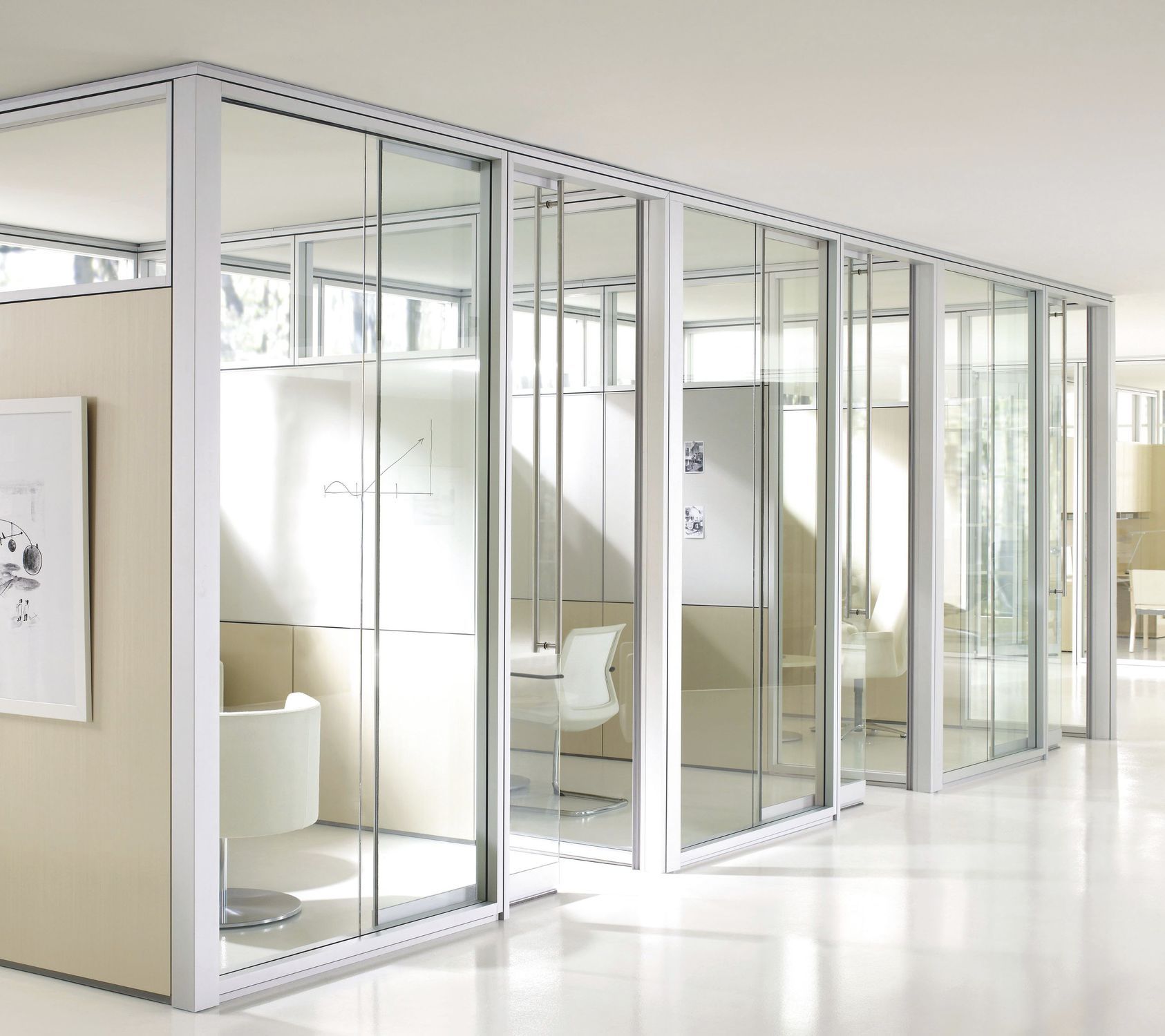 Cloison amovible - ALTOS - Teknion - vitrée / stratifiée / en tissu