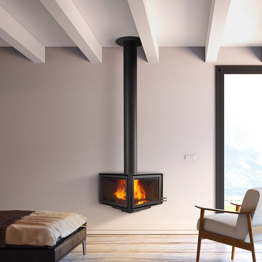 Cheminée à bois - VERTEX - ROCAL - murale / suspendue / à 2 faces