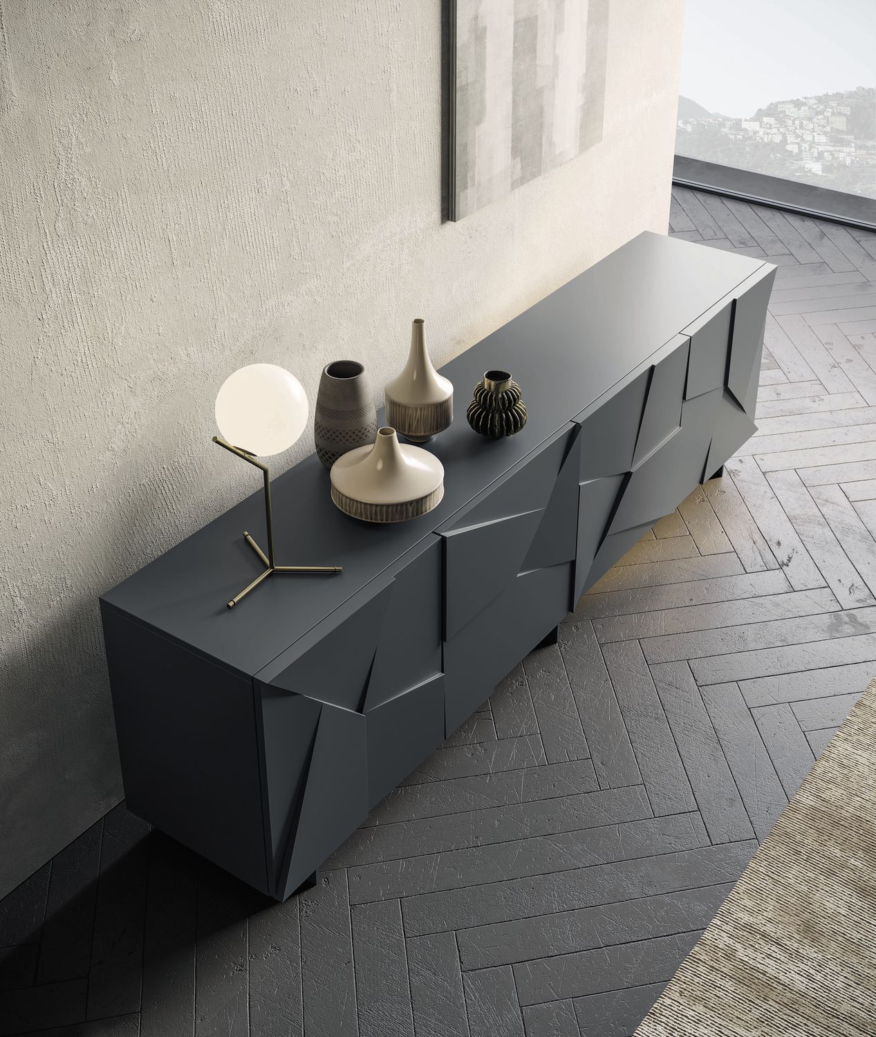 Buffet contemporain - CONCRETE - Dall'Agnese - en bois laqué mat / en ...