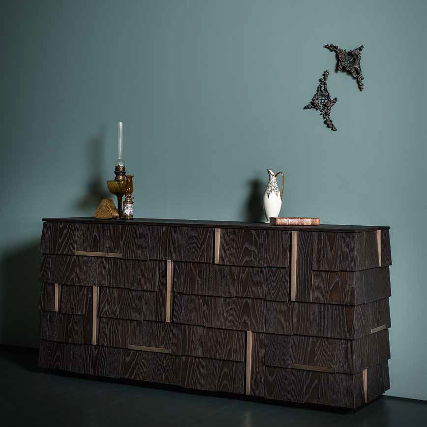 Buffet contemporain - TILES - Emmemobili - en chêne / en laiton / par ...