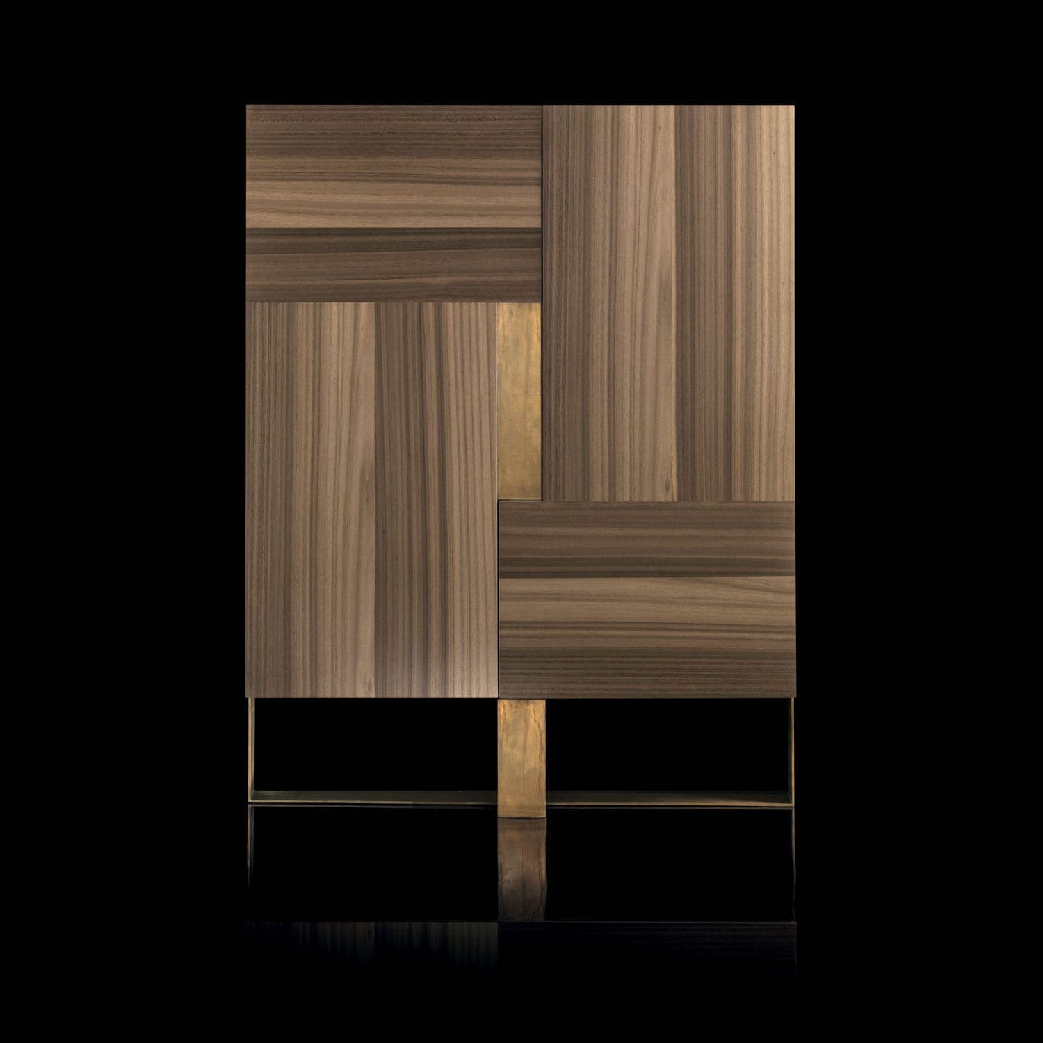 Buffet contemporain - SIDE-L - Henge - en laiton / en cuir / en bois massif