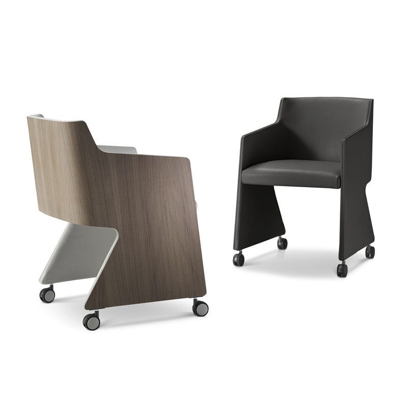 Chaise de conférence contemporaine - OPHY - i4 MARIANI - d'intérieur / en cuir / en placage de bois