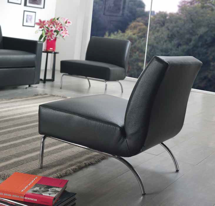 Chauffeuse contemporaine - OSLO - Pol 74 - en cuir / en métal / noire