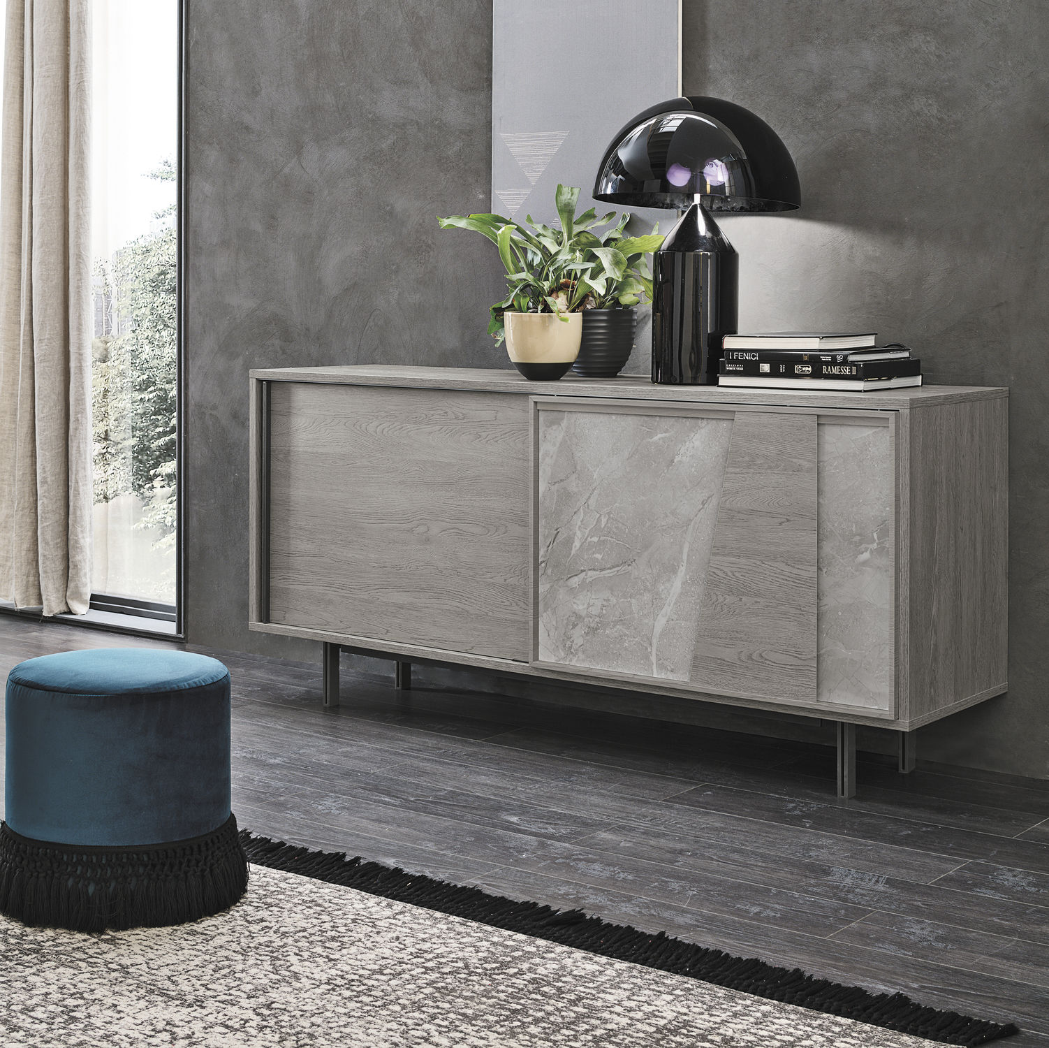 Buffet contemporain - MODUS NEW - Target Point - en métal peint / stratifié