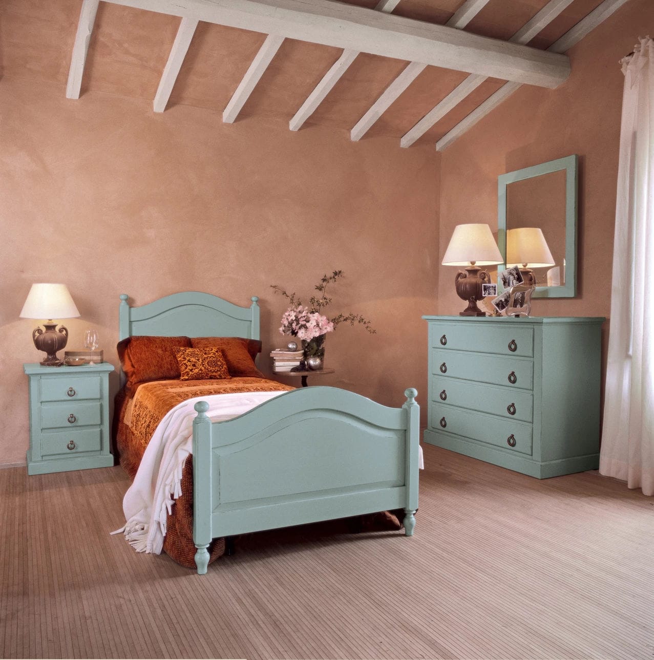 Lit simple - MILO - Tonin Casa - classique / en bois laqué / bleu