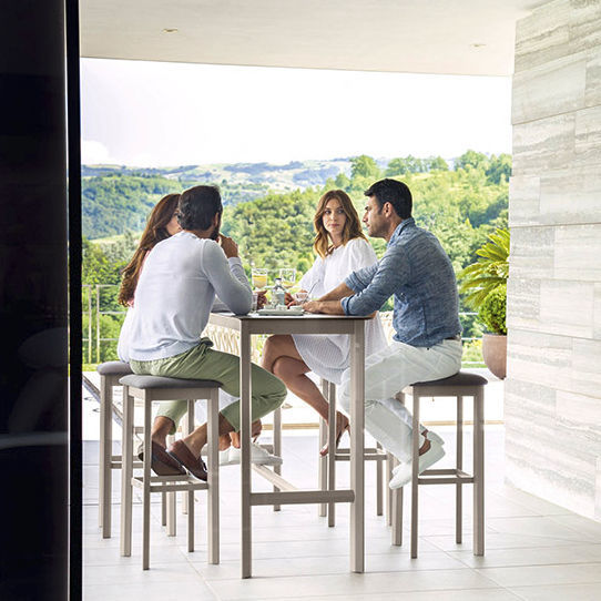 Tabouret de bar contemporain - SYSTEM - Varaschin - en tissu / en HPL ...