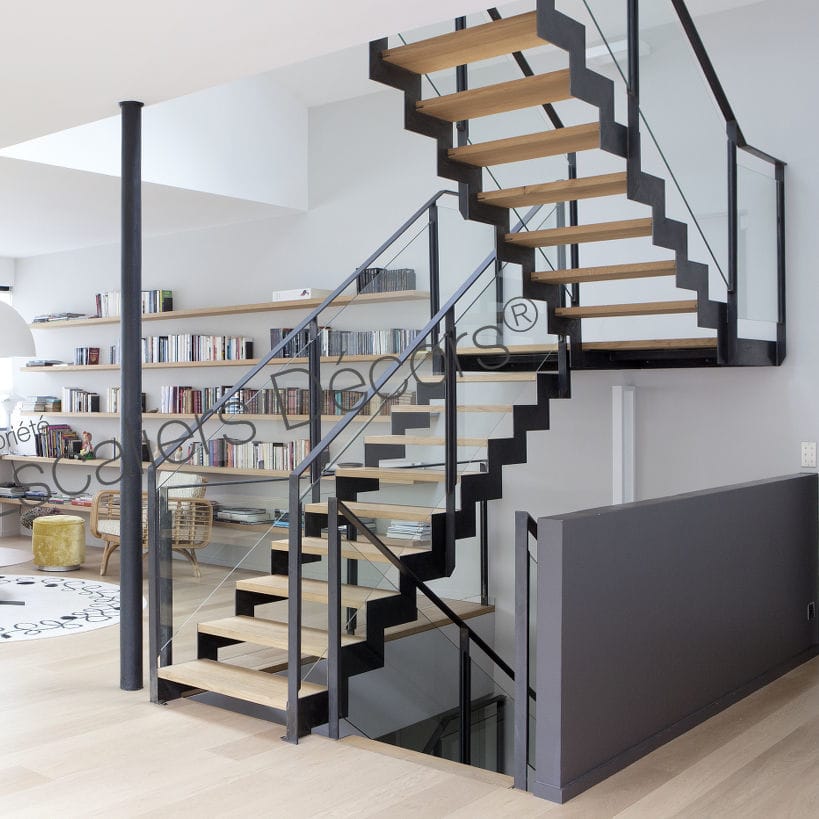 Escalier demi-tournant - LUDWIG DT127 ESCA'DROIT® - ESCALIERS DECORS - à marches en bois ...