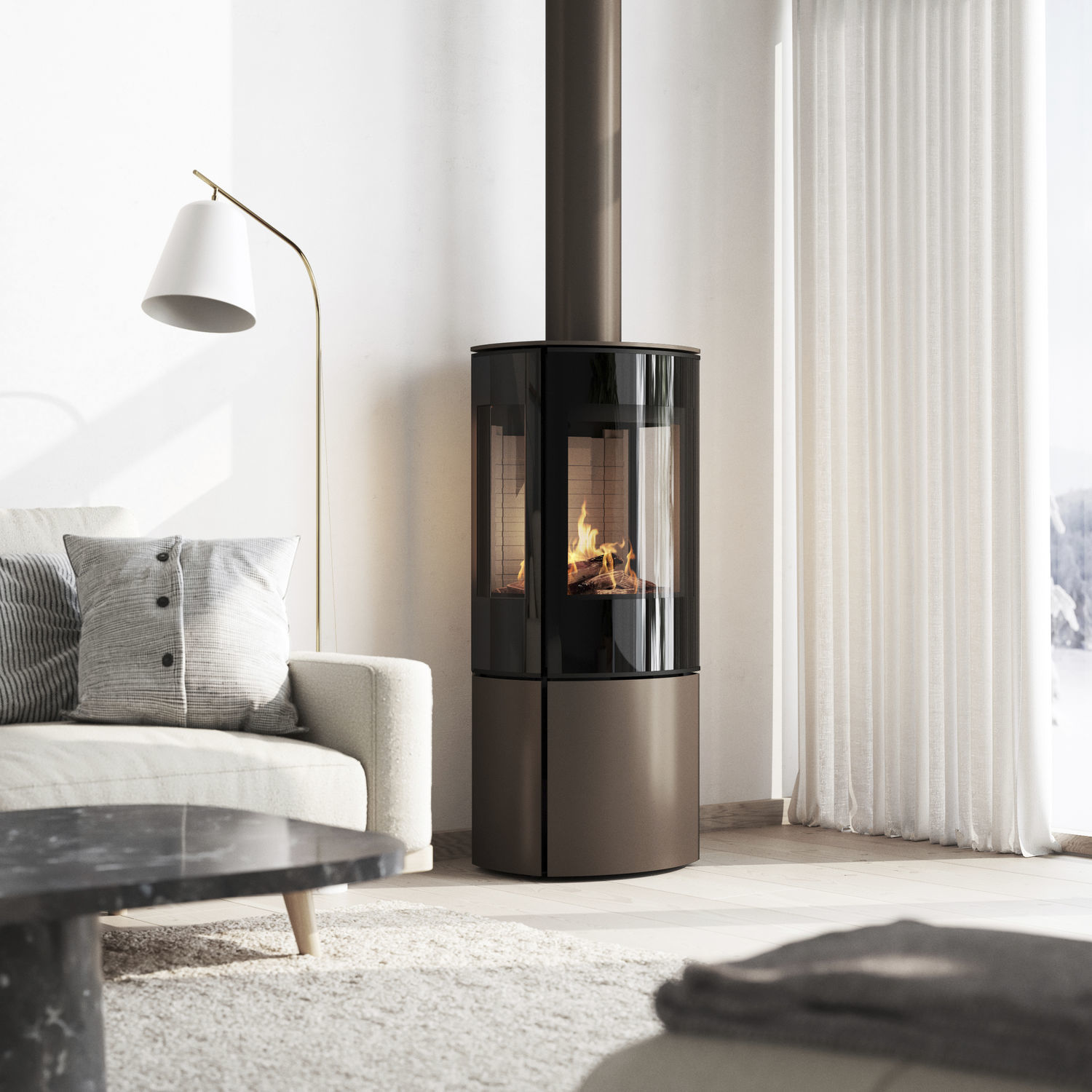 Poêle à gaz - CARO 110 GAS - Attika Feuer AG - 8,5 kW / à poser / à 3 faces