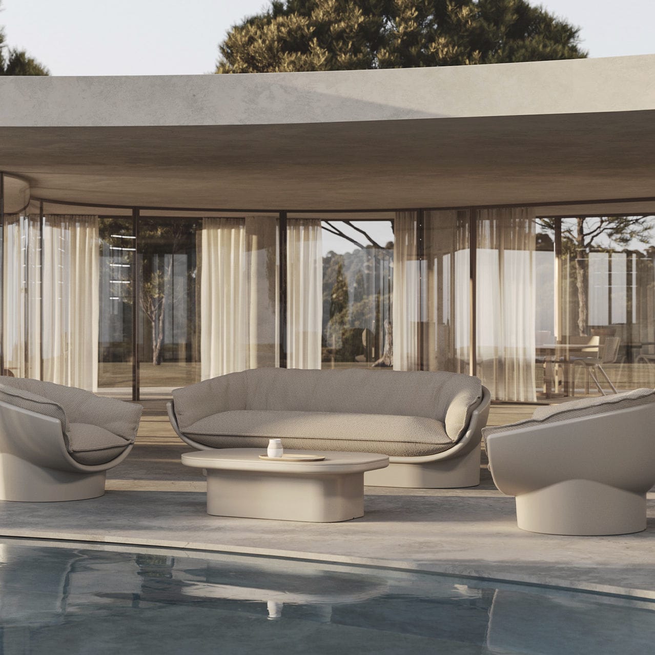 Canapé contemporain - Luna - VONDOM - d'extérieur / en tissu / en cuir