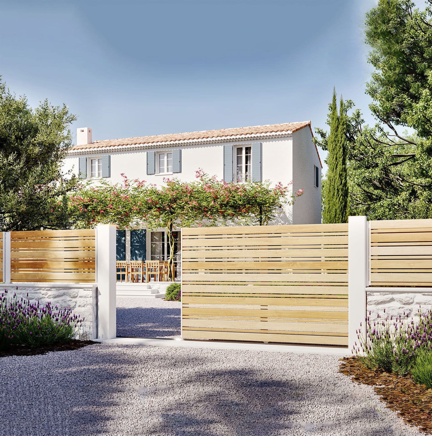 Portail battant - LARA - Kostum - coulissant / en aluminium / en bois