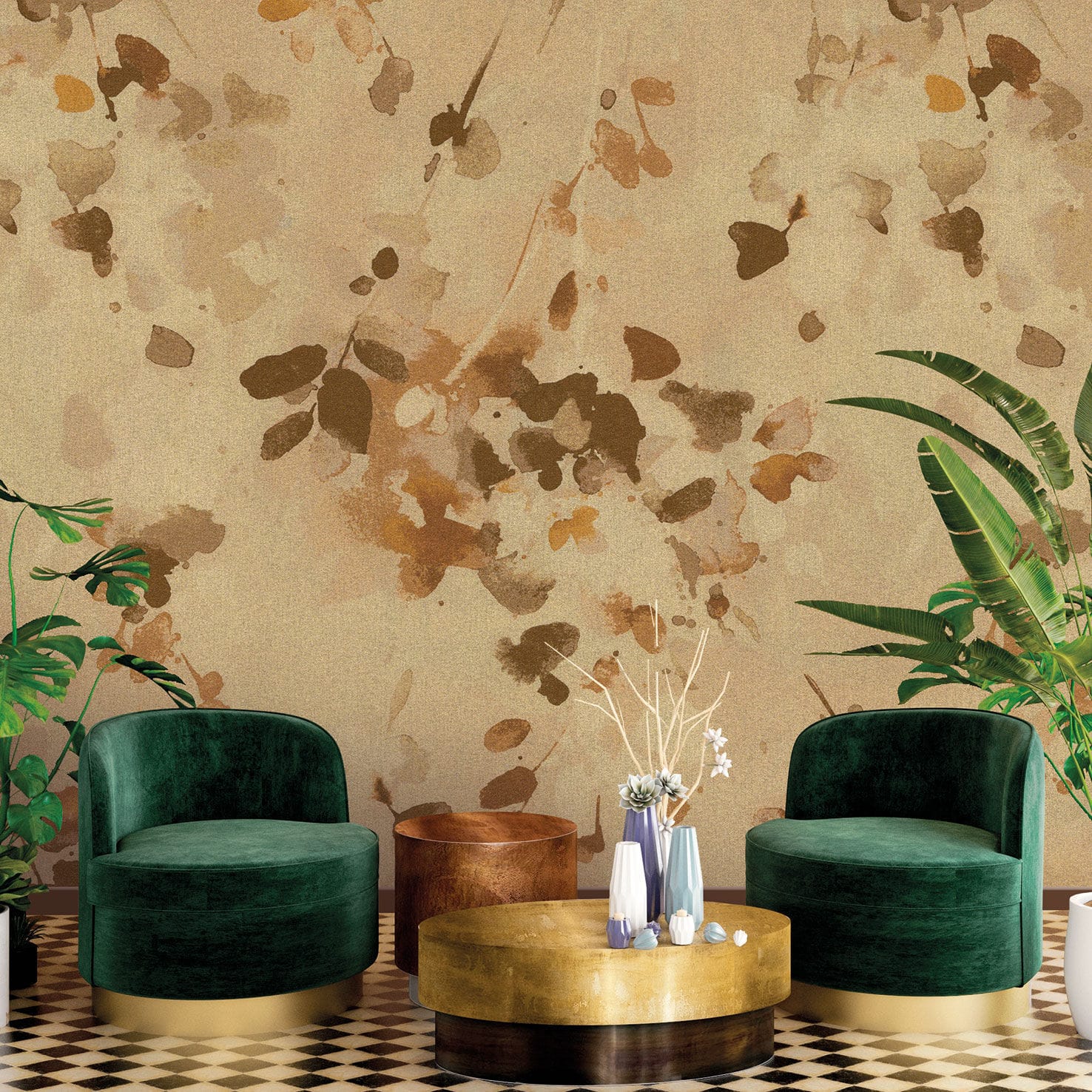 Papier peint contemporain - FLOSCULUS DORÉ - LGD01 décor mural sur ...