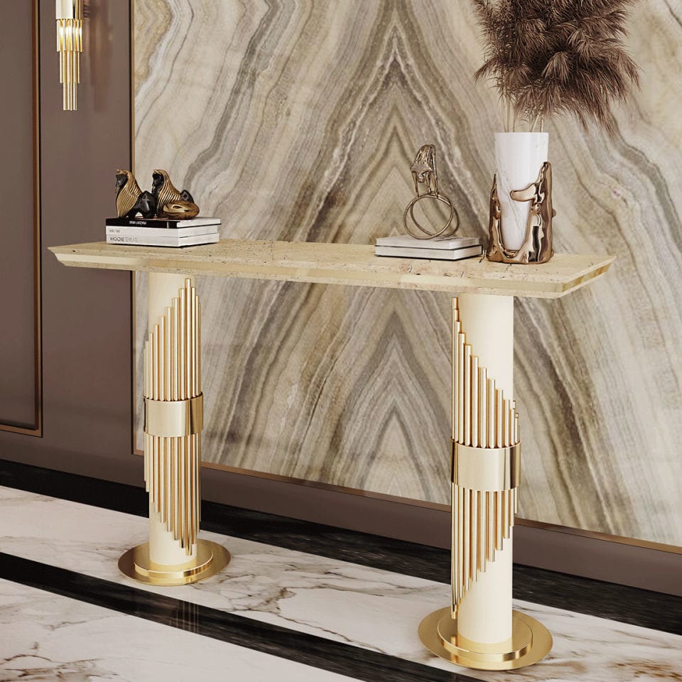 Console contemporaine - STREAMLINE - Ccastro Lighting - en métal doré ...