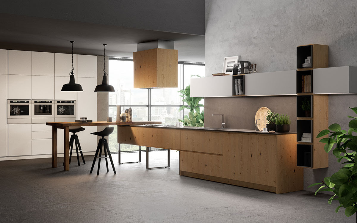 Cuisine contemporaine - CORTINA - Biefbi Cucine - en bois / en fer / en L