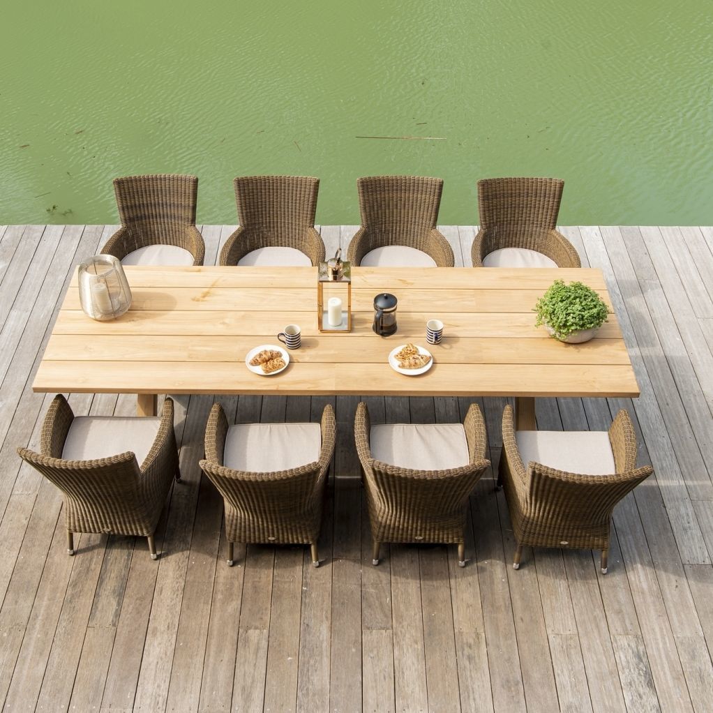 Table contemporaine - Plank - Alexander Rose - en teck / avec piètement ...