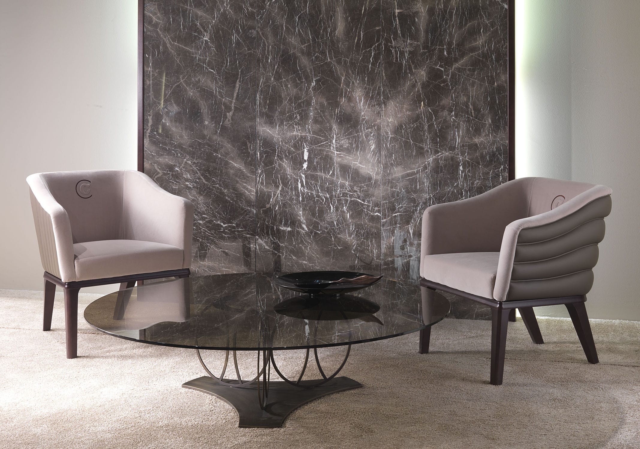 Table basse contemporaine - TL59B MOON - CARPANELLI - en verre / en métal / ronde