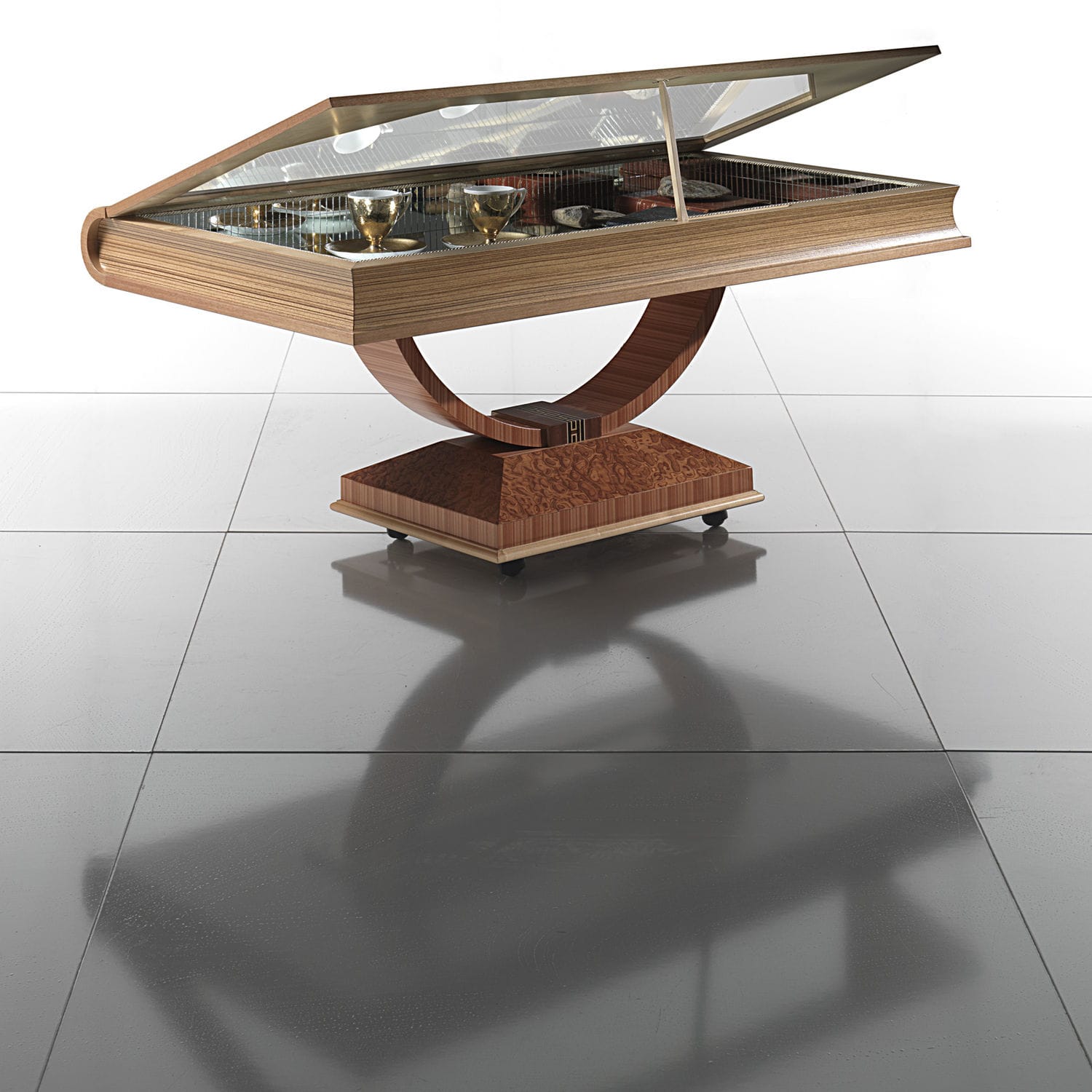 Table basse classique - TL30 LIBRO - CARPANELLI - en bois de rose / en verre / rectangulaire