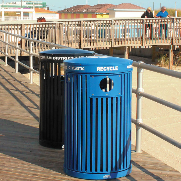 Poubelle publique - SDC-36 - Victor Stanley - en acier / avec cendrier ...