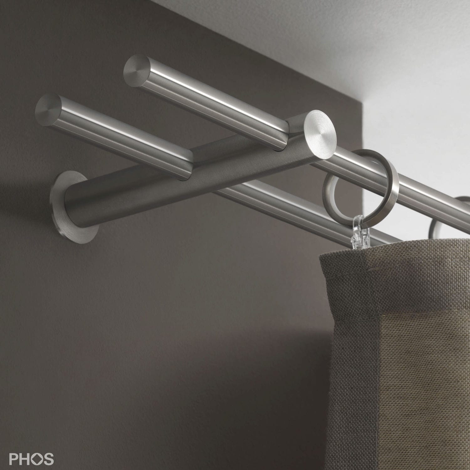 Tringle à rideaux en acier inoxydable brossé - VS20-140D1200 - PHOS Design GmbH - avec ...