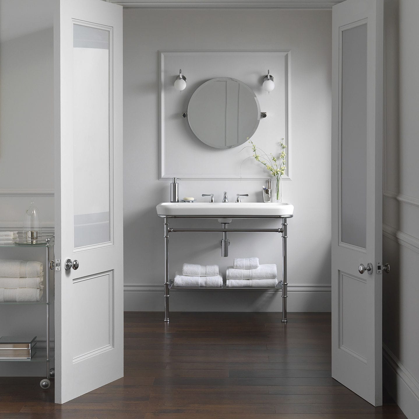 Console pour lavabo en chrome - Metallo 100 - Victoria + Albert - en verre