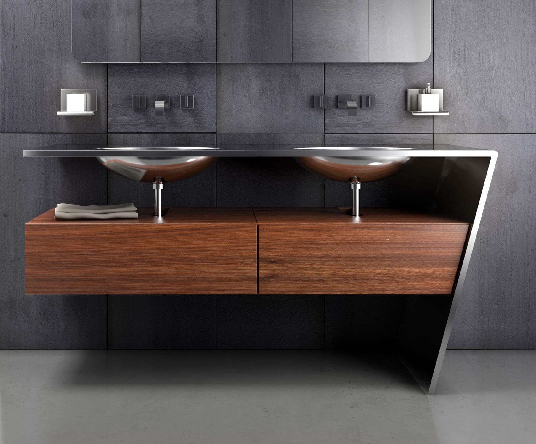 Meuble vasque double - SETTE - Componendo - suspendu / en bois / en inox