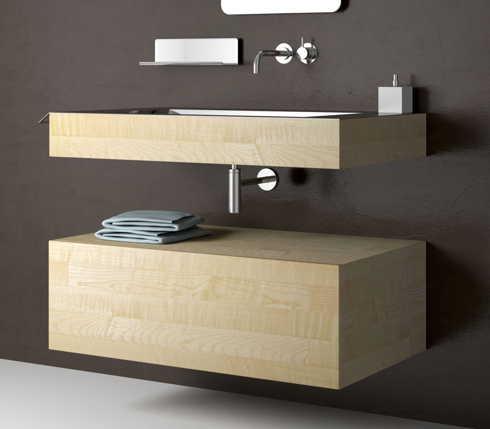 Vasque suspendue - NOVANTA BOX - Componendo - en bois / en inox / avec ...