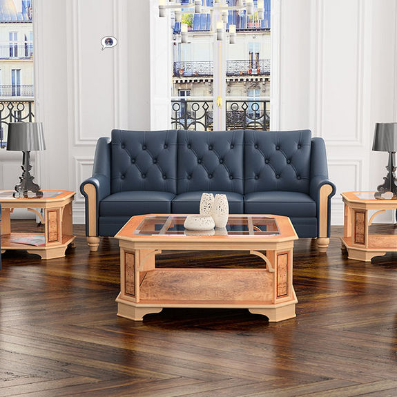 Canapé classique - CAPITONÉ - Ofifran - en cuir / bleu / contract