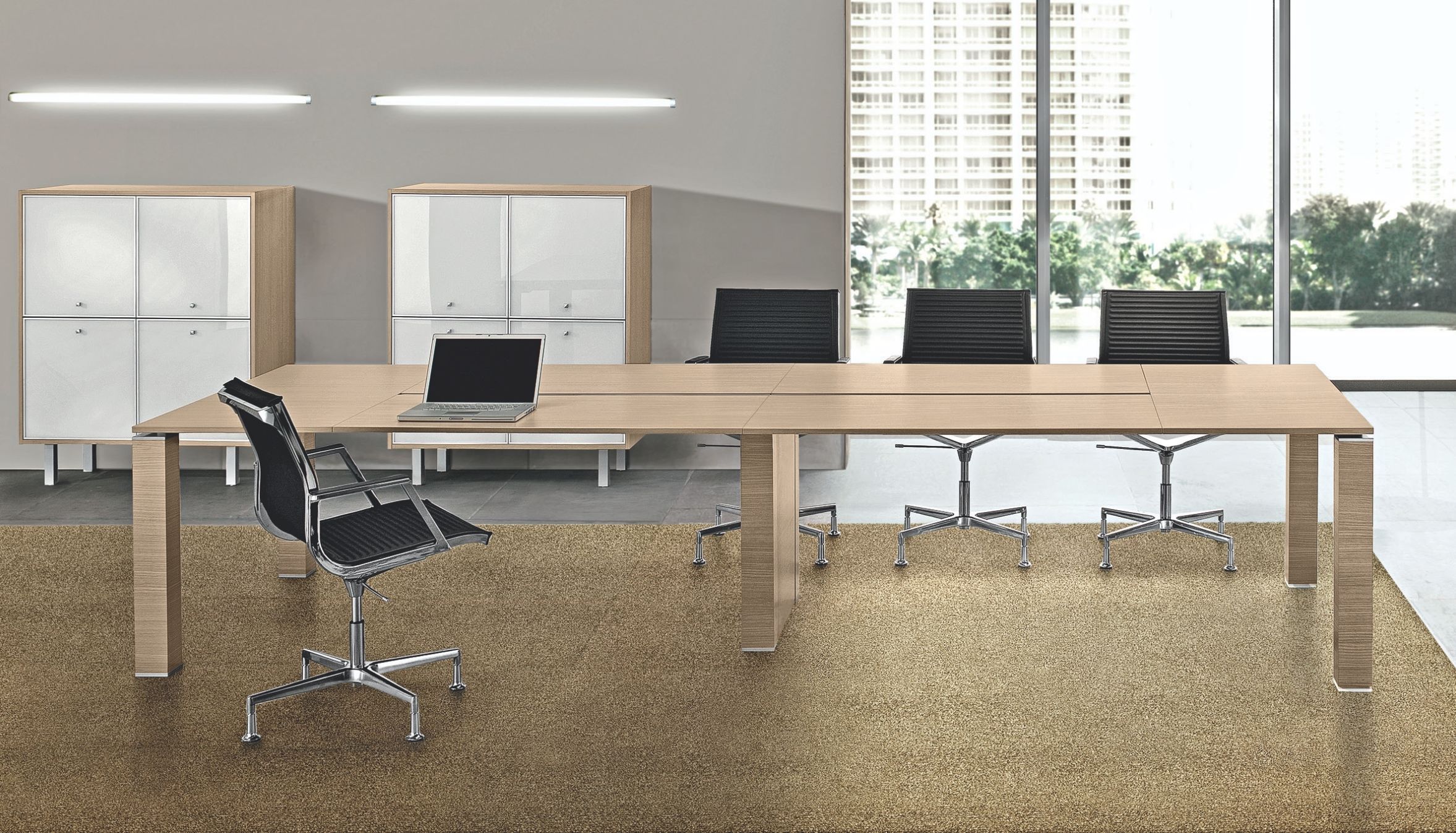 Table de réunion contemporaine - JET - Bralco - en noyer ...