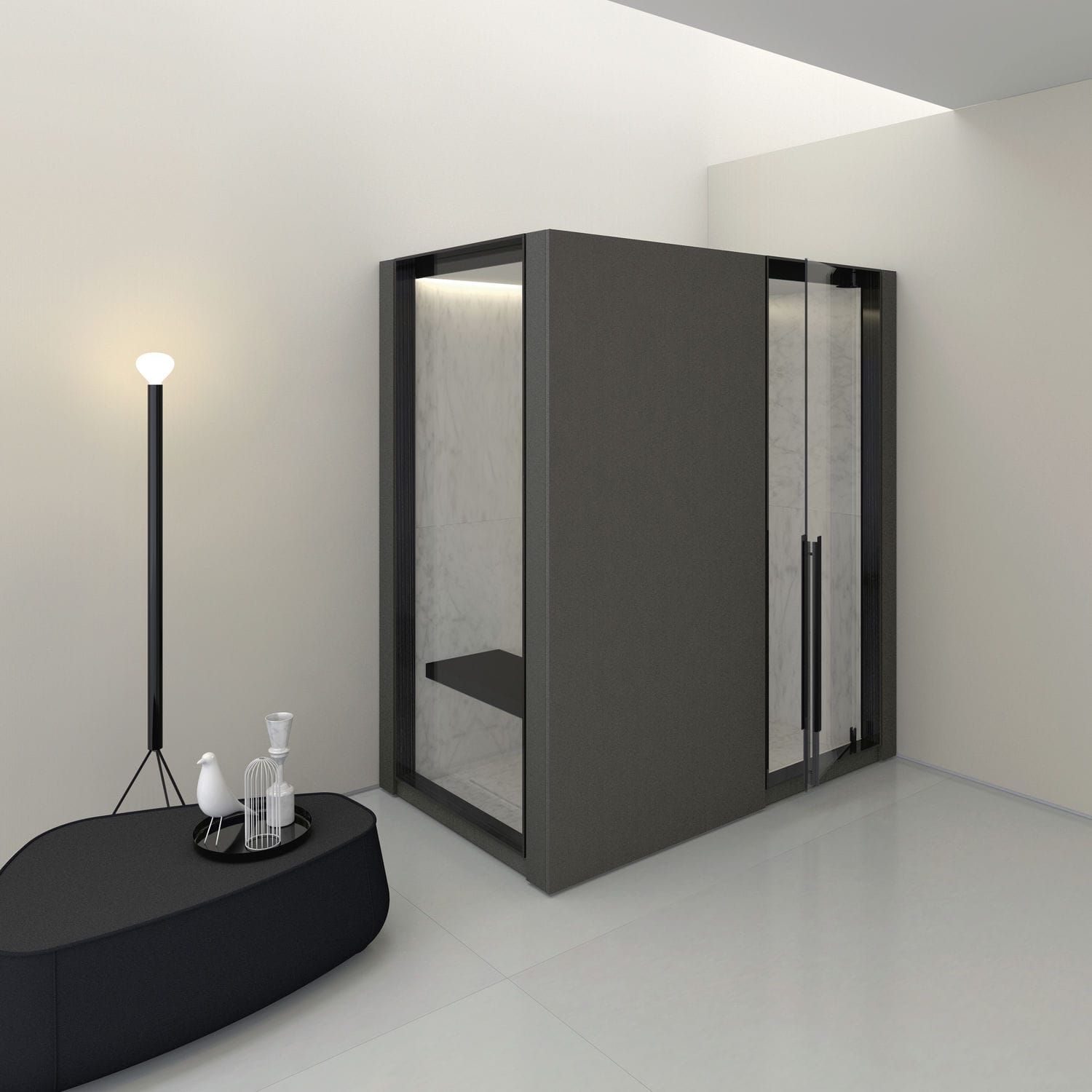 Cabine de douche à vapeur - H2_HAMMAM - MAKRO - en verre / avec porte ...