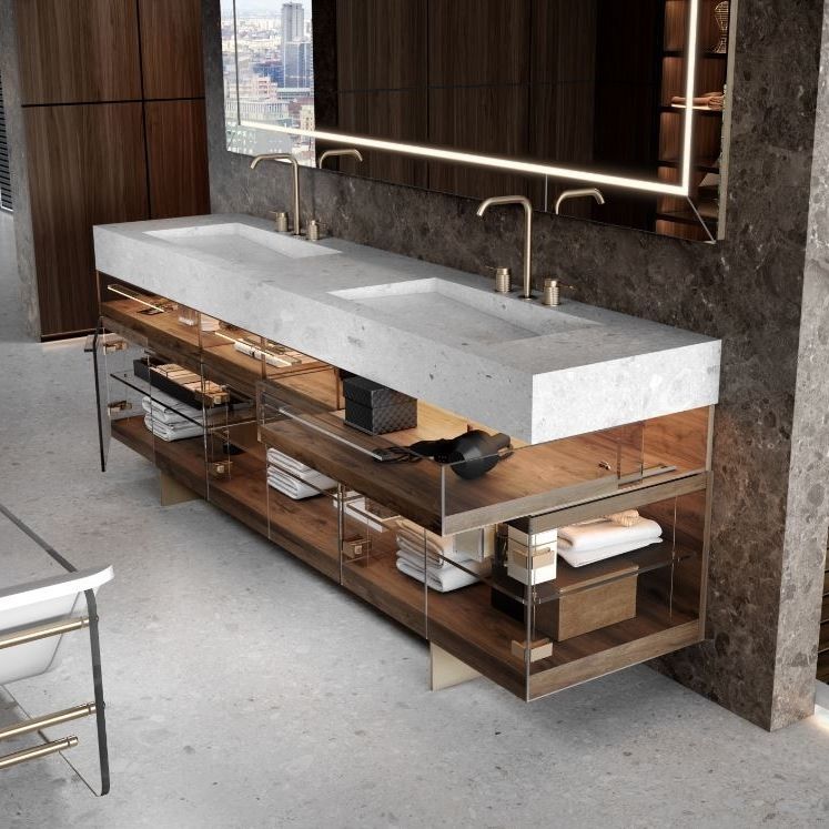 Meuble vasque double - ELEGANCE - MOMA DESIGN - mural / à poser / en bois