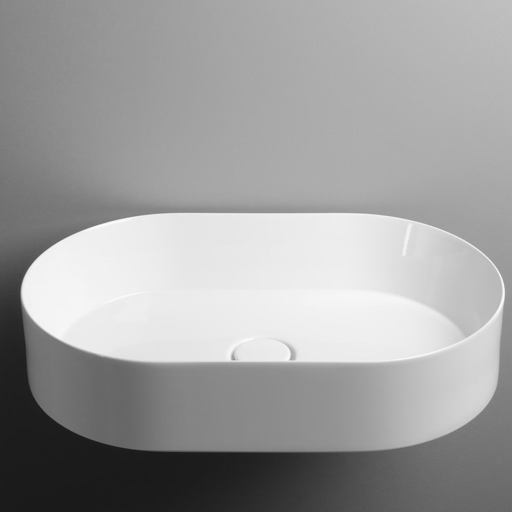 Vasque à poser - TRACK H14 - VALDAMA - en céramique / ovale / contemporaine