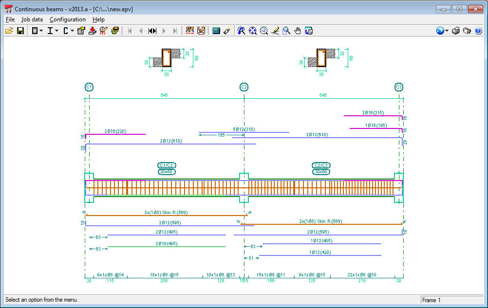 Logiciel d'analyse structurelle / pour structures en béton / 2D - Poutres Continues - CYPE SOFTWARE