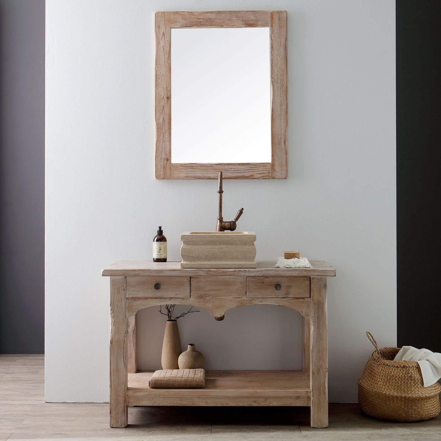 Meuble vasque à poser - VINTAGE - BLEU PROVENCE - en bois / classique ...